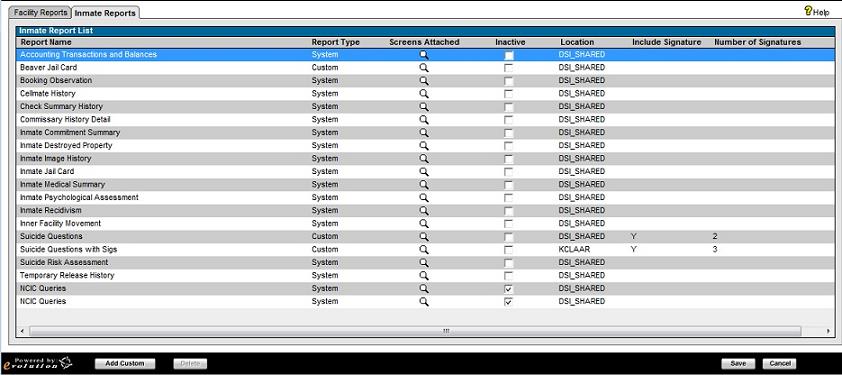 Viewing a Report Attached to an Inmate Screen