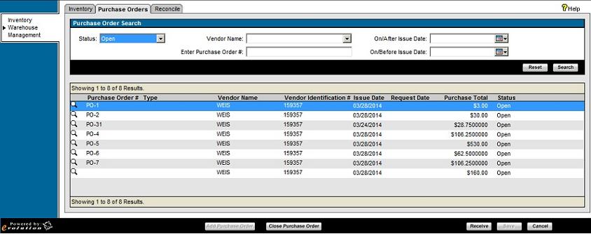 Receiving Items from a Purchase Order